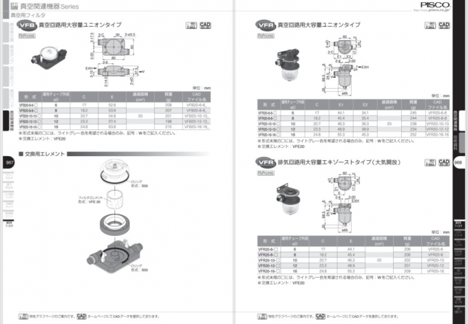 Japan PISCO Filter Element For Vacuum Filter VFE20 SUPERIA